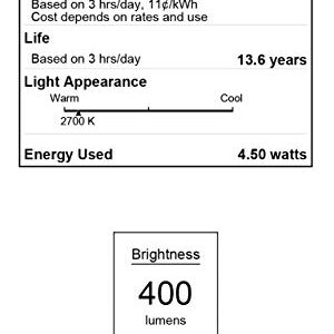 Westinghouse 5169100 4.5 Watt (40 Watt Equivalent) G25 Dimmable Half Chrome Filament LED Light Bulb, E26 Medium Base, Single