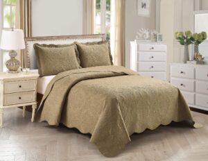 home collection over size elegant embossed bedspread set light weight solid color new (taupe, king/cal king)