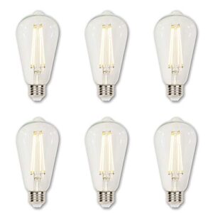 westinghouse 4518320 6.5 watt (60 watt equivalent) st20 dimmable clear filament led light bulb, medium base, 6-pack