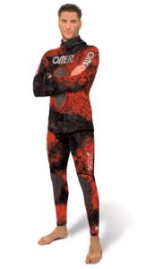 omer red stone 3mm 2-piece men's spearfishing camo wetsuit - top only (3xl)