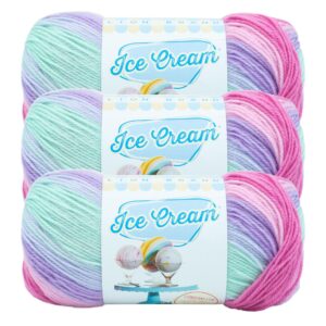 (3 pack) lion brand yarn ice cream baby yarn, ube