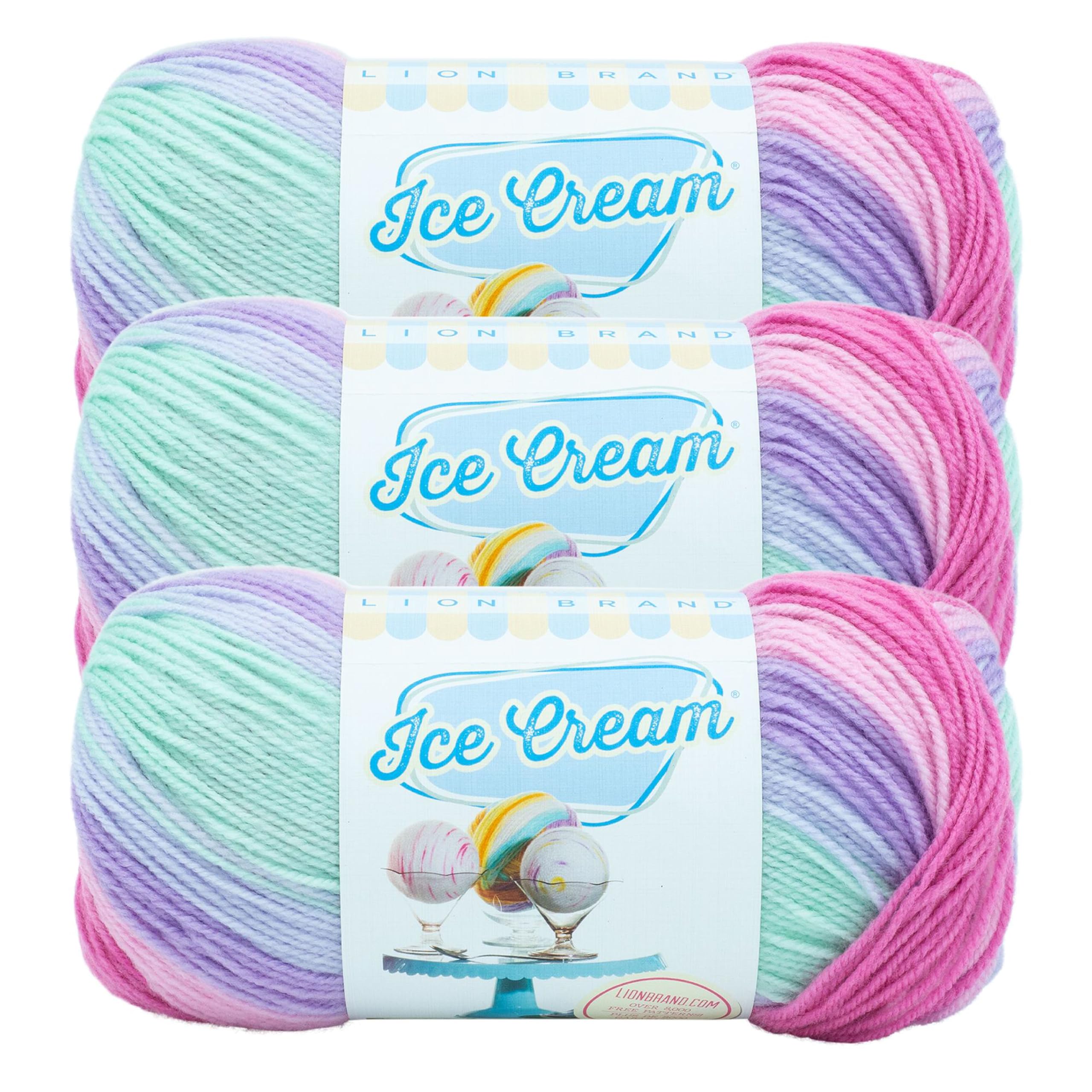 (3 Pack) Lion Brand Yarn Ice Cream Baby Yarn, Ube