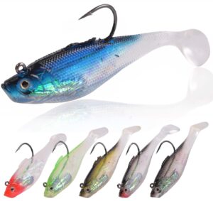 pre-rigged jig head soft fishing lures, paddle tail swimbaits for bass fishing shad freshwater saltwater fishing trout pike walleye crappie