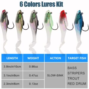 Pre-Rigged Jig Head Soft Fishing Lures, Paddle Tail Swimbaits for Bass Fishing Shad Freshwater Saltwater Fishing Trout Pike Walleye Crappie