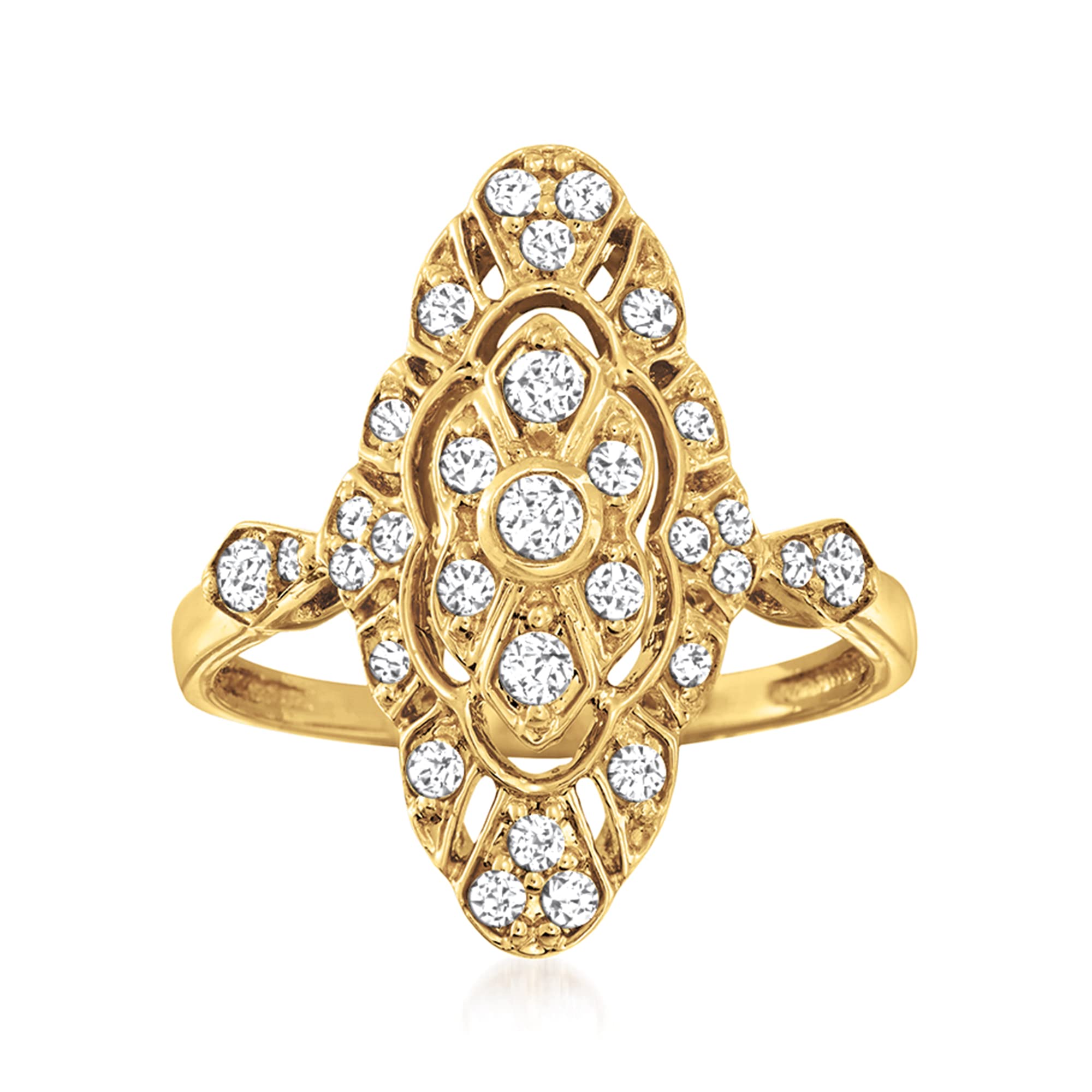 Ross-Simons 0.50 ct. t.w. Diamond Openwork Ring in 14kt Yellow Gold. Size 6