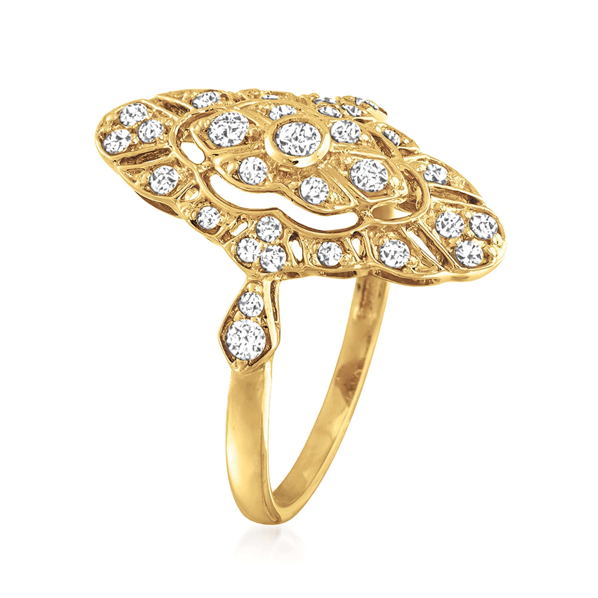 Ross-Simons 0.50 ct. t.w. Diamond Openwork Ring in 14kt Yellow Gold. Size 6