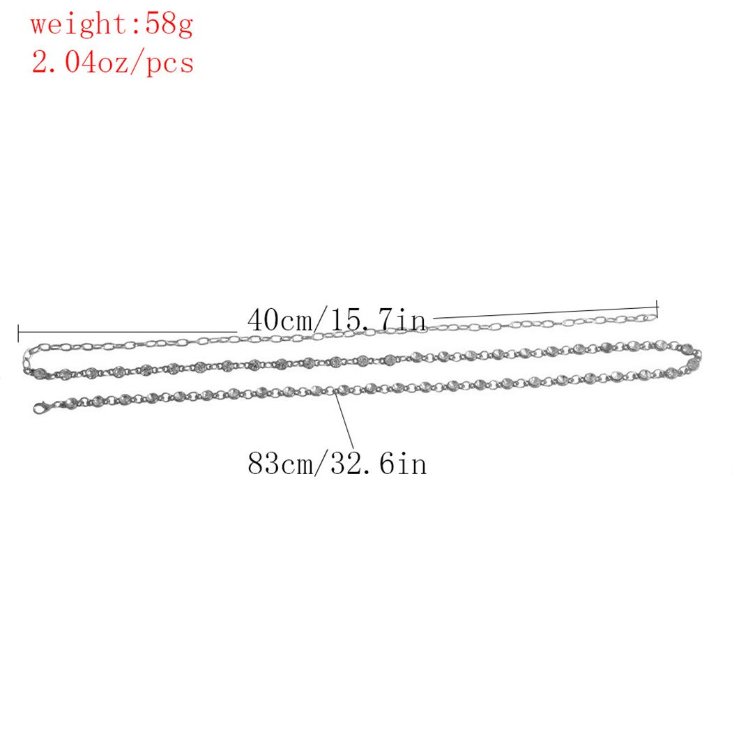 Nicute Boho Rhinestone Belly Chain Waist Chains Summer Crystal Body Jewelry for Women and Girls (Silver)