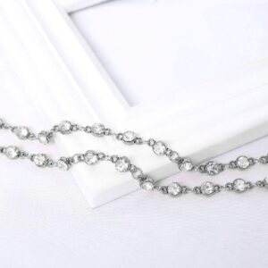 Nicute Boho Rhinestone Belly Chain Waist Chains Summer Crystal Body Jewelry for Women and Girls (Silver)