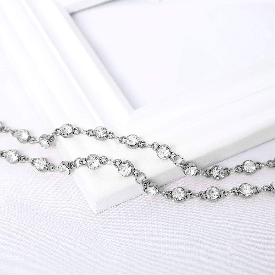 Nicute Boho Rhinestone Belly Chain Waist Chains Summer Crystal Body Jewelry for Women and Girls (Silver)