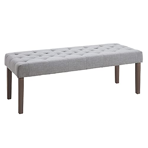 HOMCOM Simple Tufted Upholstered Ottoman Accent Bench with Soft Comfortable Cushion & Fashionable Modern Design, Grey