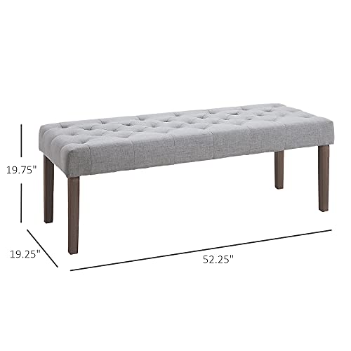 HOMCOM Simple Tufted Upholstered Ottoman Accent Bench with Soft Comfortable Cushion & Fashionable Modern Design, Grey