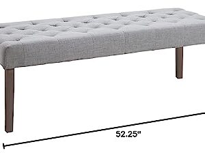 HOMCOM Simple Tufted Upholstered Ottoman Accent Bench with Soft Comfortable Cushion & Fashionable Modern Design, Grey