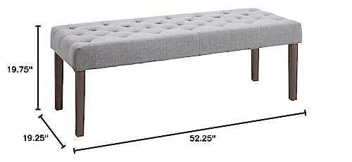 HOMCOM Simple Tufted Upholstered Ottoman Accent Bench with Soft Comfortable Cushion & Fashionable Modern Design, Grey