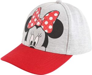 disney little baseball cap, minnie mouse adjustable toddler ages 2-4, grey/red