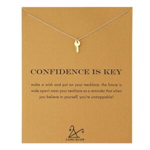 lang xuan friendship gold key necklace good luck elephant pendant chain necklace with message card gift card