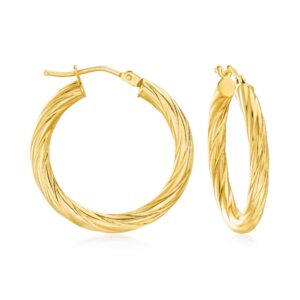 ross-simons italian 18kt yellow gold twisted hoop earrings