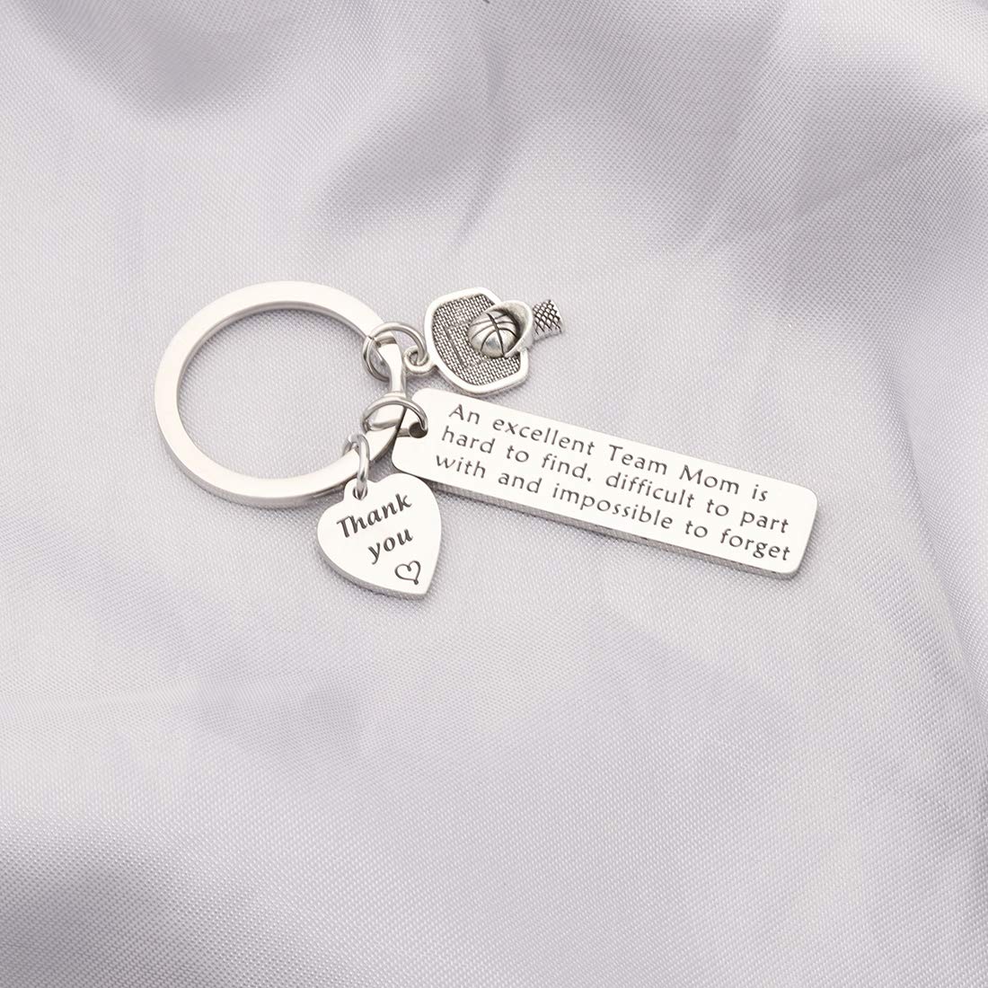 POTIY Team Mom Jewelry Team Gift Basketball Keychain An Excellent Team Mom is Hard to Find Basketball Jewelry Thank You Gift for Coach Leader Mom (Basketball Keychain-1)