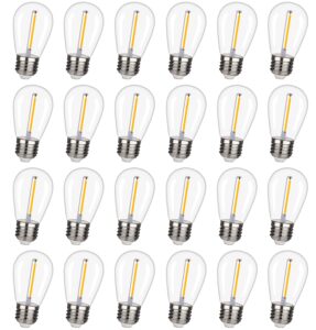 clsetaic shatterproof & waterproof s14 string light bulbs,led patio lights outdoor waterproof replacement bulbs,s14 led bulb,warm white 2200k,ac/120v,70lm,e26 base, (24pack)