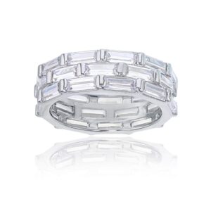 sterling silver rhodium baguette cut eternity ring