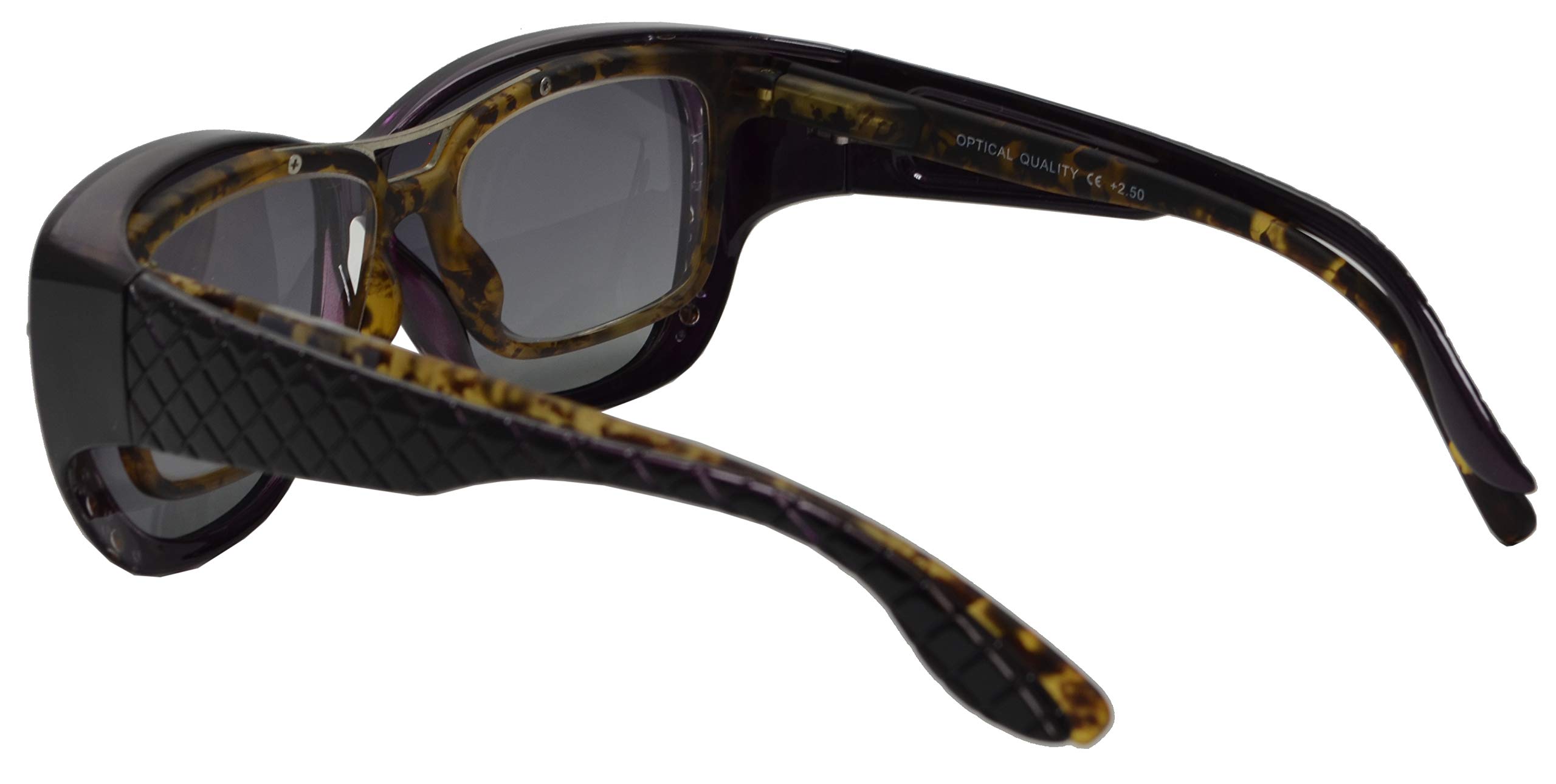 PZ - Polarized Women Sunglasses Wear to Cover Over Prescription Glasses UV Protection (Black Purple + Polarized Grey)