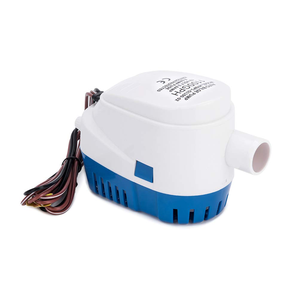 Dontmiss Automatic Submersible Small Boat Bilge Pump 12v 1100gph Auto with Float Switch bilge pump for boat(Outlet Diameter：1 1/8") (1100GPH)