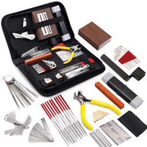 mifoge 45pcs guitar repairing maintenance tool kit with carry bag large care set of tools for acoustic guitar electric guitar ukulele bass banjo,perfect gift for music or string instrument enthusiast