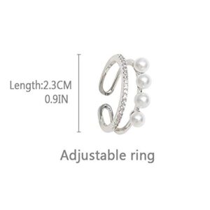 SEVENSTONE Silver Knot Wave Rings for Women Adjustable Finger Knuckle Stackable Thumb Simple Open Ring for Girl