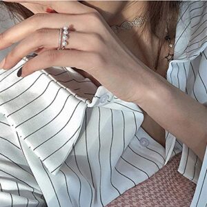 SEVENSTONE Silver Knot Wave Rings for Women Adjustable Finger Knuckle Stackable Thumb Simple Open Ring for Girl