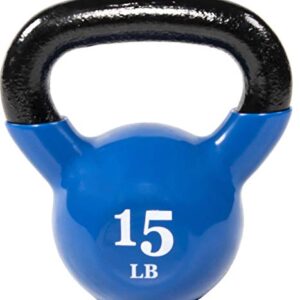 BalanceFrom All-Purpose Color Vinyl Coated Kettlebell, 15 Pounds