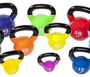 BalanceFrom All-Purpose Color Vinyl Coated Kettlebell, 15 Pounds