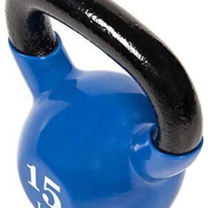 BalanceFrom All-Purpose Color Vinyl Coated Kettlebell, 15 Pounds