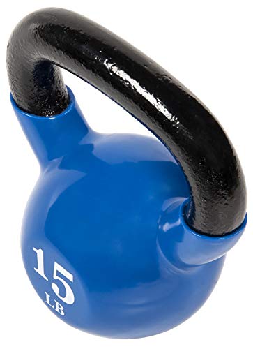 BalanceFrom All-Purpose Color Vinyl Coated Kettlebell, 15 Pounds