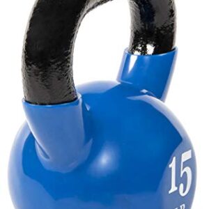 BalanceFrom All-Purpose Color Vinyl Coated Kettlebell, 15 Pounds