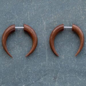 16G Organic Sawo Wood Fake Pincher Taper Plugs, Sold as a Pair (8mm)