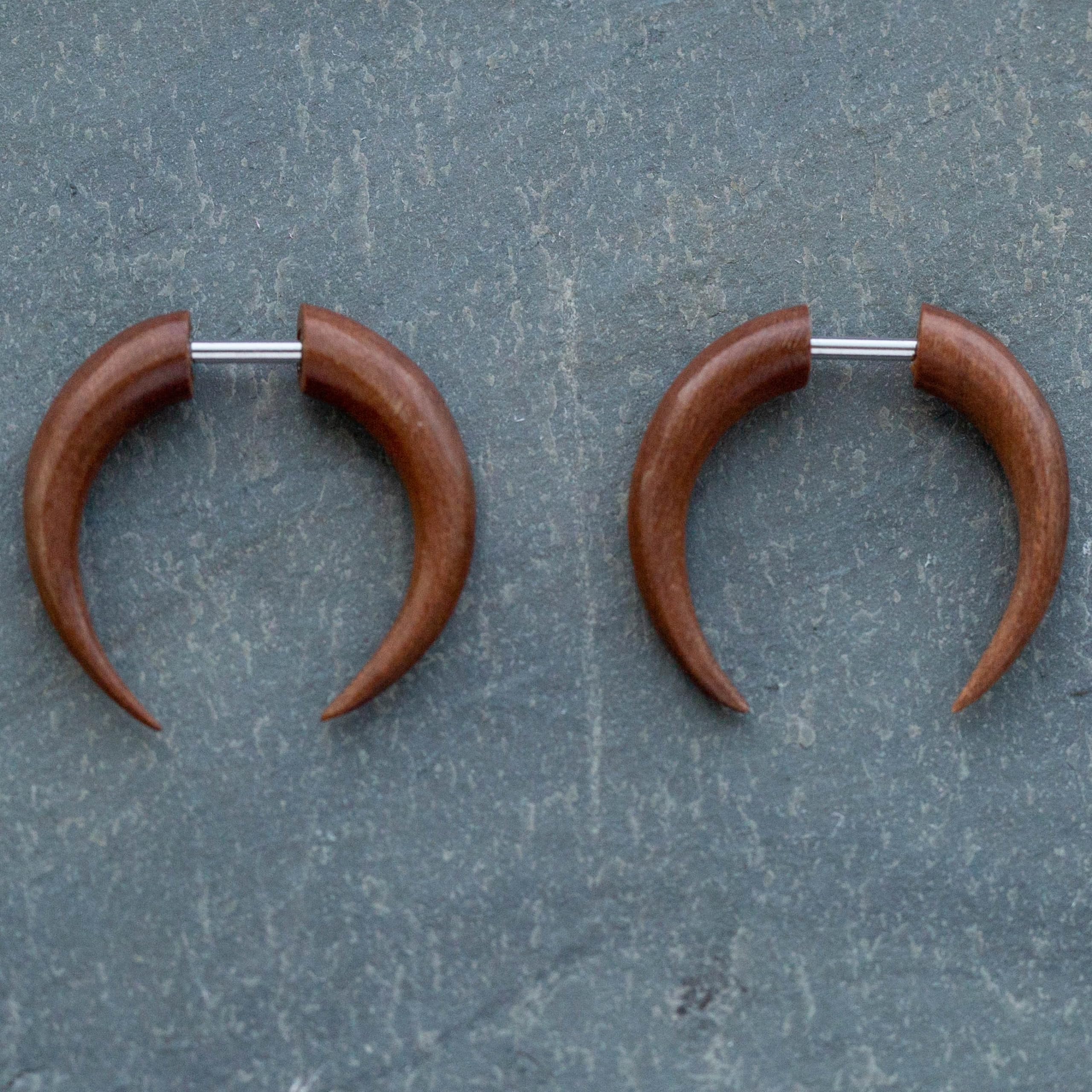 16G Organic Sawo Wood Fake Pincher Taper Plugs, Sold as a Pair (8mm)