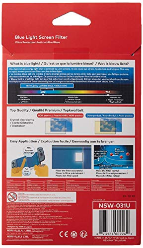 Hori Nintendo Switch Blue Light Screen Filter (Blue Light Blocking Screen Protector) Officially Licensed By Nintendo - Nintendo Switch