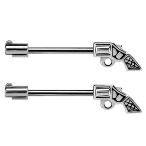 14G Stainless Steel Gun Pistol Nipple Barbells, Sold as a Pair (Length: 12mm (1/2"))