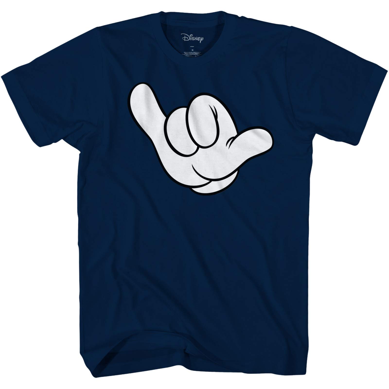 Mickey Mouse Hang Loose Hand Classic Vintage Licensed Adult Men's Graphic T-Shirt (Navy, XXXXX-Large)