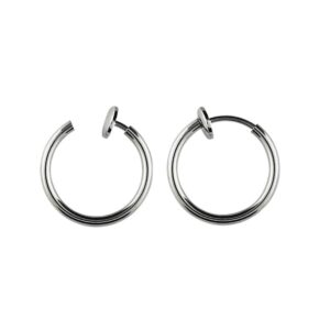 pierced owl spring loaded clip on non-piercing cartilage helix lip nose ring, sold as a pair (diameter length: 8mm (5/16"))