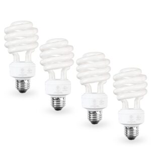 sleeklighting e26 standard screw base 23watt cfl light bulb - 4 pack 2700 kelvin for a warm white and 1600 lumens (100 watt light bulb equivalent) - ul listed