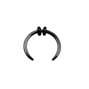 8-14g pvd plated stainless steel black septum pincher nose ring with 2 black o-rings (gauge: 1.6mm (14ga) / diameter: 12mm (1/2"))