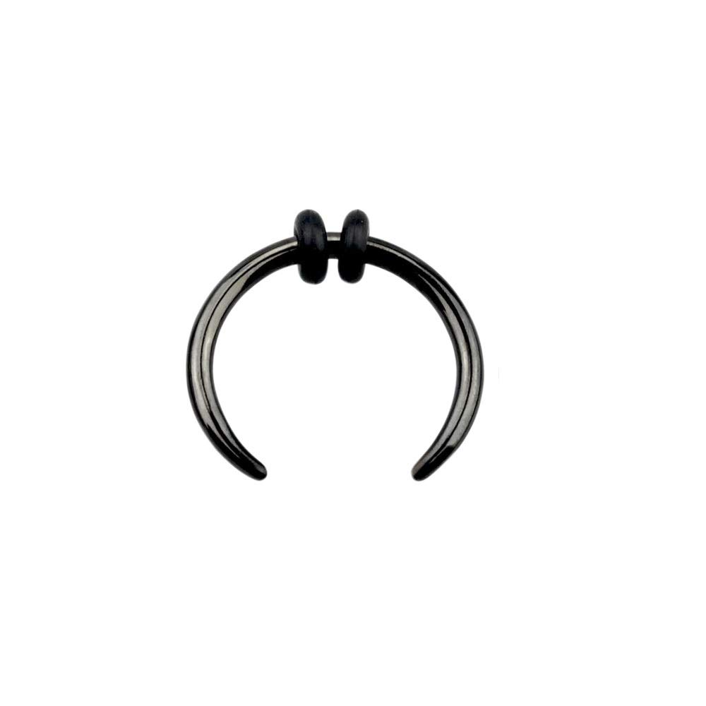 8-14G PVD Plated Stainless Steel Black Septum Pincher Nose Ring with 2 Black O-Rings (Gauge: 1.6mm (14GA) / Diameter: 12mm (1/2"))