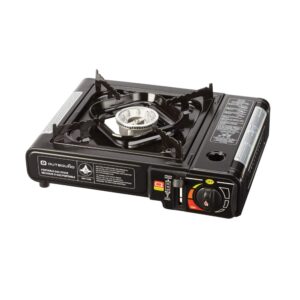 outbound camping stove | portable single burner butane gas stove | stainless steel | carry case included | 8,000 btus