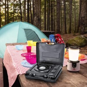 Outbound Camping Stove | Portable Single Burner Butane Gas Stove | Stainless Steel | Carry Case Included | 8,000 BTUs