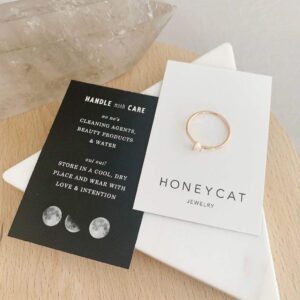 Honeycat Petite Crystal Solitaire Ring in Gold, Rose Gold, or Silver | Minimalist, Delicate Jewelry (Rose Gold, 8)