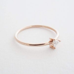 Honeycat Petite Crystal Solitaire Ring in Gold, Rose Gold, or Silver | Minimalist, Delicate Jewelry (Rose Gold, 8)