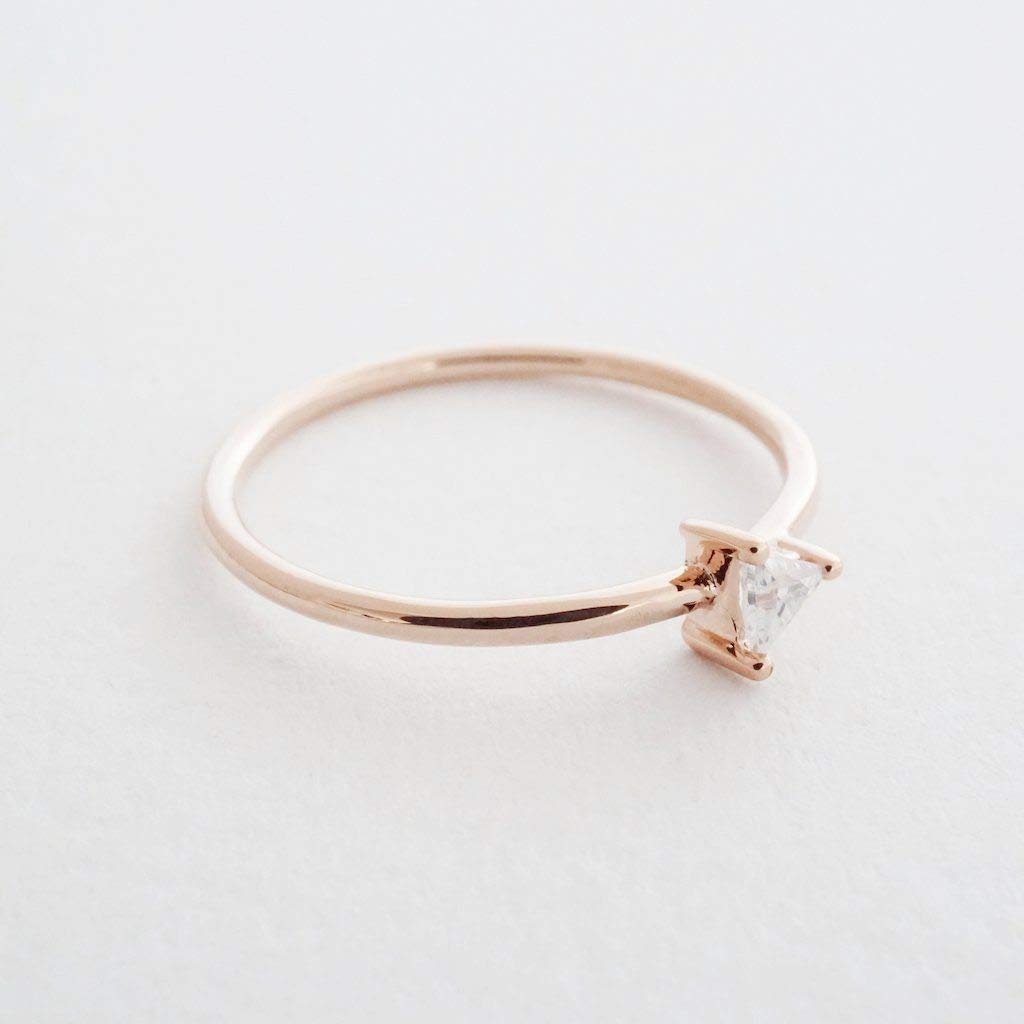 Honeycat Petite Crystal Solitaire Ring in Gold, Rose Gold, or Silver | Minimalist, Delicate Jewelry (Rose Gold, 8)