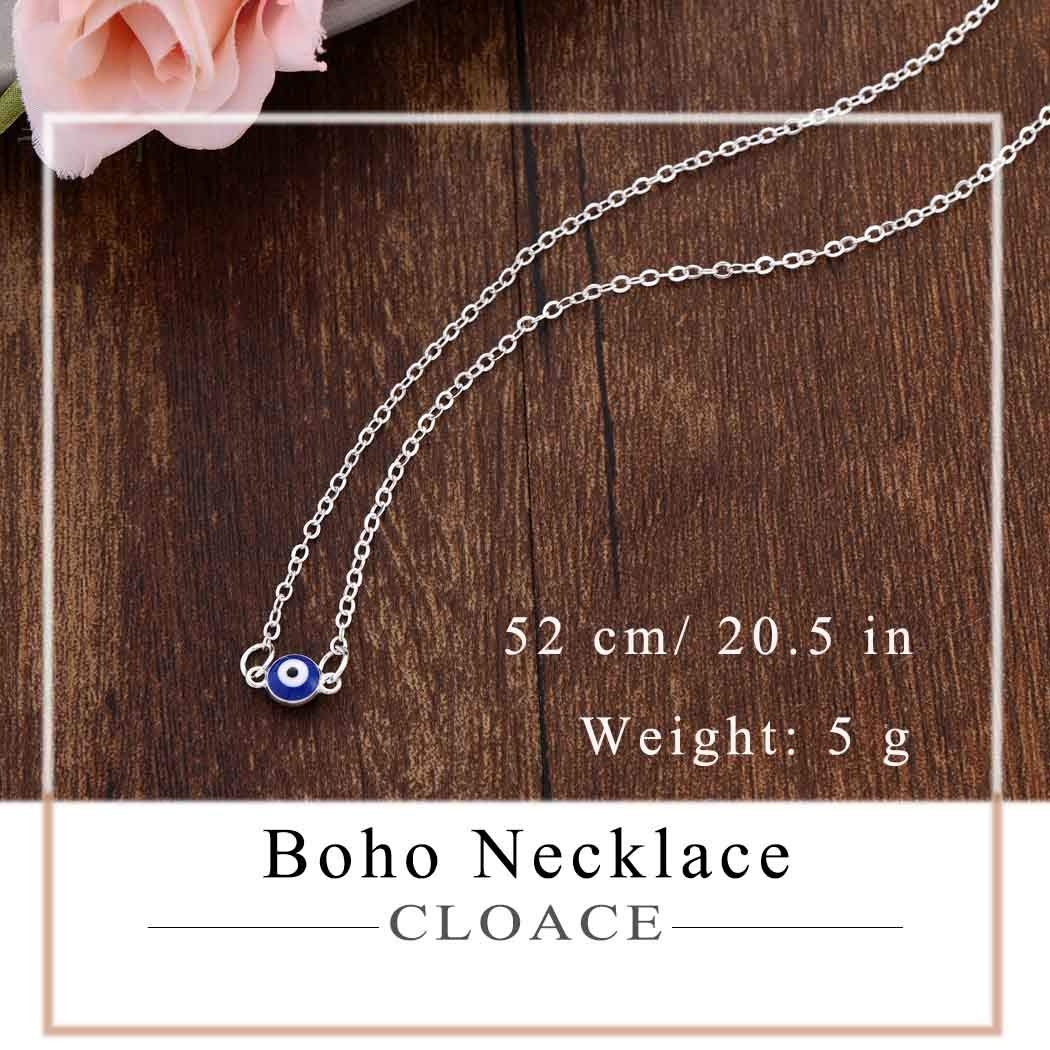 CLOACE Evil Eye Pendant Necklace Chain Necklaces Fashion Jewelry Gift for Women(Silver)