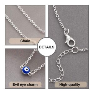 CLOACE Evil Eye Pendant Necklace Chain Necklaces Fashion Jewelry Gift for Women(Silver)