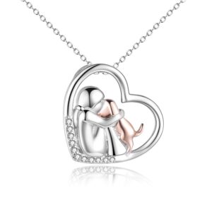 yfn sterling silver keepsake dog pendant necklace dog lover memorial gifts for women (dog necklace)